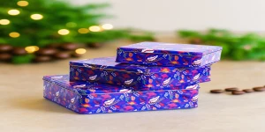 Square Floral Tin Box Set Of 3